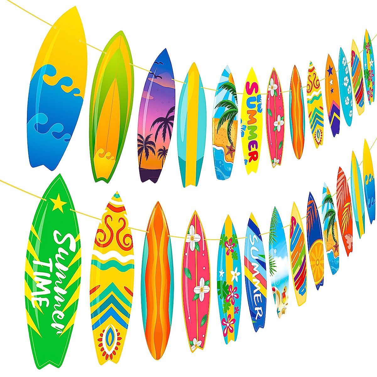 2pcs Surfboard Themed Banner Decorations Summer Surfing Birthday Party Decorations Surf Birthday Garland Decorations for Swimming Pool Summer Beach Party Birthday Baby Shower Party Supplies
