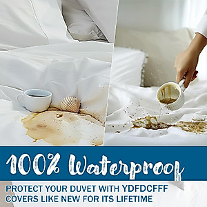 Waterproof Duvet Cover, Washable＆Reusable Cotton Knitted Fabric Incontinence Duvet Protector with Zipper with Corner Ties for Kids, Elder, Pets, Dog, Cat (White,King)