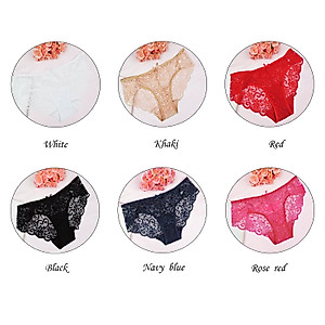 Sunm Boutique 6 Pack Womens Underwear Invisible Seamless Bikini Lace Underwear Half Back Coverage Panties X-Large