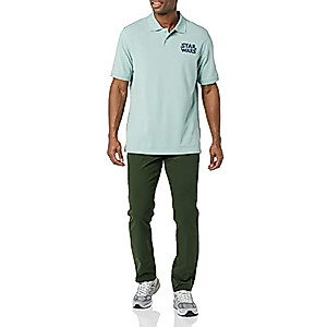 Amazon Essentials Disney | Marvel | Star Wars Men's Regular-Fit Cotton Pique Polo Shirt, Pack of 2, Star Wars Logo Ships, Medium