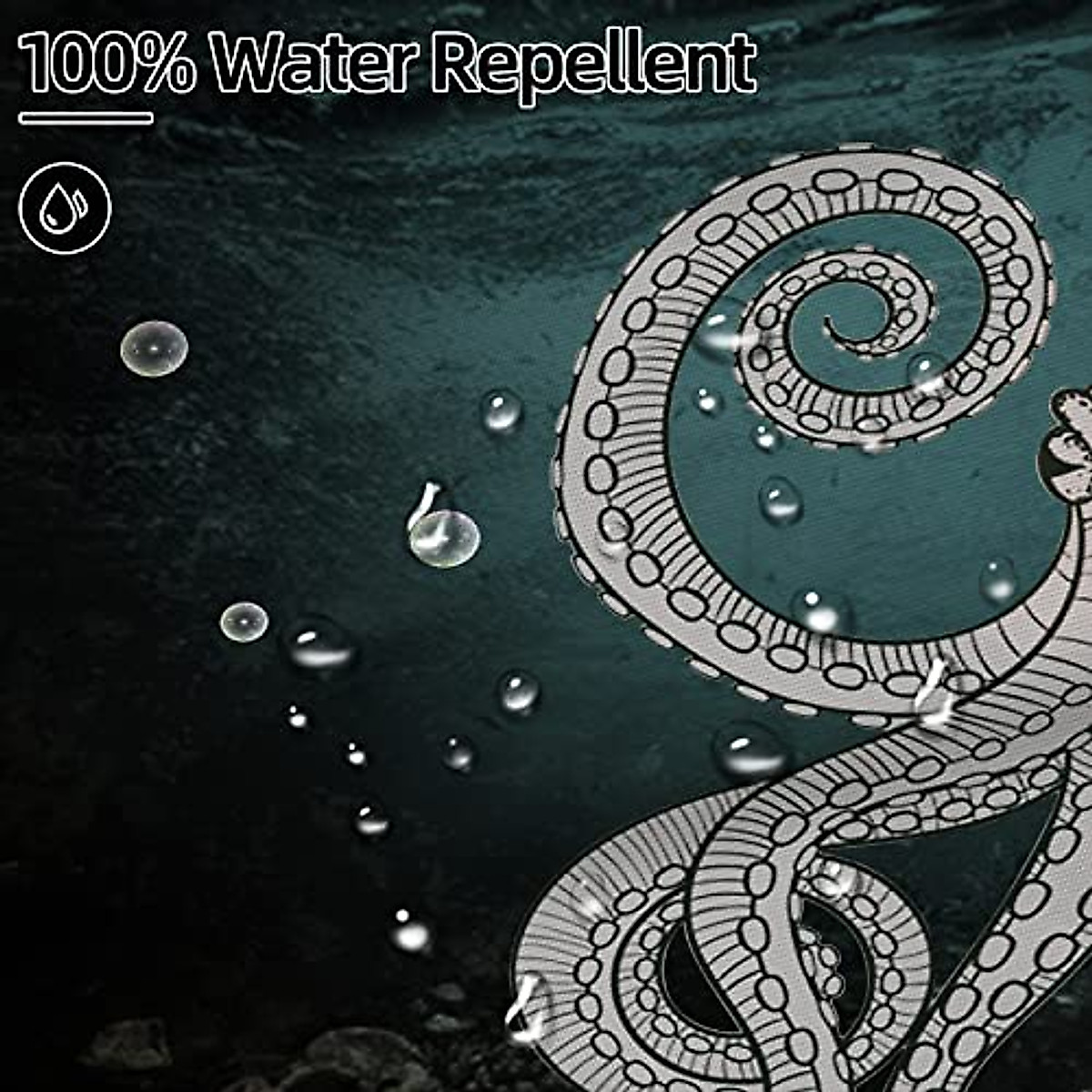 VEGA U Octopus Shower Curtain for Bathroom, Sea Animal Themed Bath Decor with Hooks, 72x72 Inch