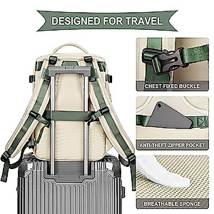 coowoz Large Travel Backpack For Women Men,Carry On Backpack,Hiking Backpack Waterproof Outdoor Sports Rucksack Casual Daypack travel essentials（White Green）