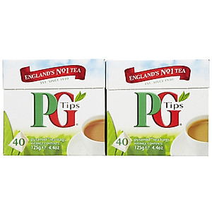 PG Tips Black Tea, Pyramid Tea Bags, 40 Count (Pack of 2)