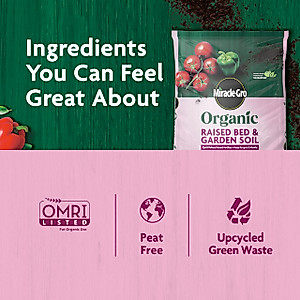Miracle-Gro Organic Raised Bed & Garden Soil with Quick Release Natural Fertilizer, Peat Free, 1 cu. ft.