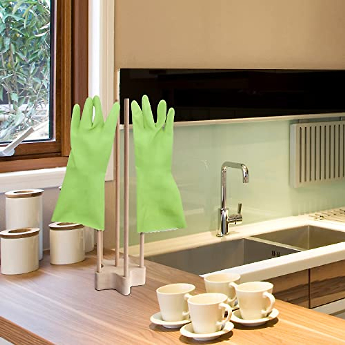 NOKI Plastic Bag Drying Rack, Reusable Ziplock Bag & Cups Dryer Rack, Water Bottle Drying Rack, Wooden Multi-Purpose Drying Rack for Kitchen Counter.