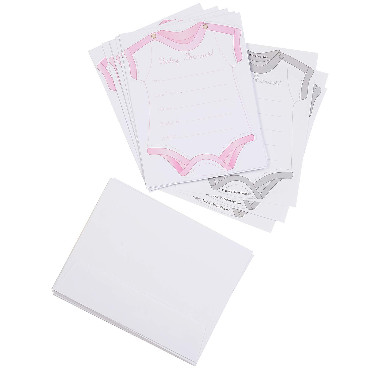 Wilton Pink Girl Onesie Fill-In Baby Shower Invitations, 12pc
