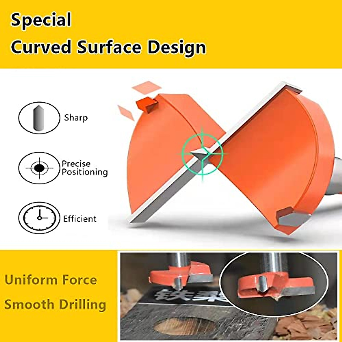 Toolmart Carbide Forstner Drill Bit, 18mm Round Shank Woodworking Hole Saw Cutter, 85mm Length Woodworking Hole Boring Bit (Orange)