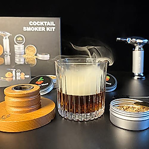 Cocktail Smoker Kit with Torch | Good for Whiskey and Bourbon Flavoring | 4 Flavor Wood Chips (Cherry, Apple, Hickory and Peach) A True Gift Set | for Men, Dads & Husband | (Butane not Included)