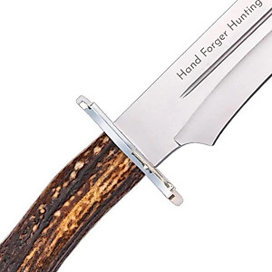 MAGNUM-26 Red Stag Seraphim Falls Movie Knife - Crown Antler Handle Hunting Bowie Knife with Leather Sheath