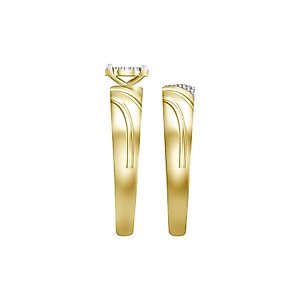 Eternal Bliss 0.07cttw Round Natural Diamond Ladies Engagement Wedding Bridal Set In 10K Yellow Gold (7.5)