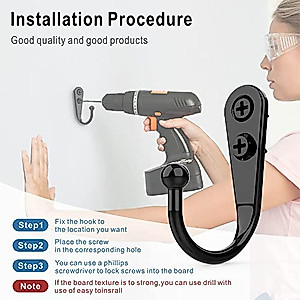 PRIGVOT 15 Pcs Black Wall Mounted Coat Hooks, Hanger Hook with 50 Pieces Screws for Towel, Key, Robe, Scarf, Bag, Cap, Coffee Cup, Mugs