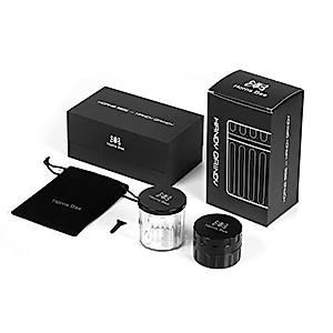 Horns Bee Herb Grinder Containers - Multipurpose Metal Spice Mill with Stash Jar, All-in-One Air Tight Sealable Containers, 2.2'' Sharpstone Grinder, with Accessories and Carrying Pouch
