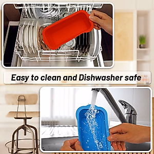 HUAKENER 2 Pcs Grease Cup Liners for Blackstone Grill, Blackstone Grease Catcher Silicone, Reusable Grill Drip Pan for Blackstone 17, 22, 28, 30, 36 Inch Griddle (Blue, Red 8” X 3” X 3.7”)