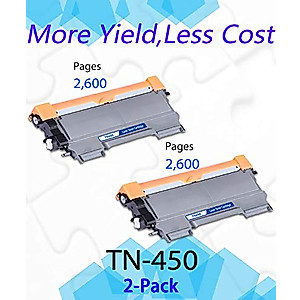 2-Pack Compatible TN450 TN-450 Toner Cartridge TN-420 Used for Brother DCP-7060D DCP-7065DN HL-2220 HL-2270DW HL-2240D MFC7360N Printer (2X Black), by EasyPrint