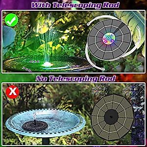 AMZtime Solar Fountain with Light, 5.5W LED Light Solar Birdbath Fountain, 3000mAh Battery & 8 Nozzles Solar Fountain Pump for Pond, Birdbath, Pool, Garden.