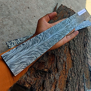 Element Metal Works DAMASCUS STEEL CUSTOM HAND MADE FEATHER PATTERN BLANK BILLET 20" FOR KNIFE MAKING