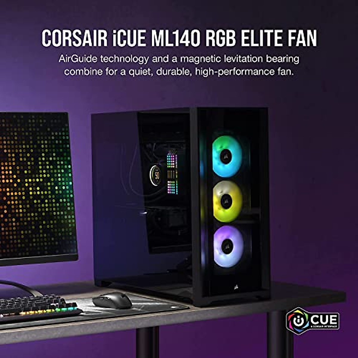 CORSAIR ML140 RGB Elite, 140mm Magnetic Levitation RGB Fan with AirGuide, Single Pack