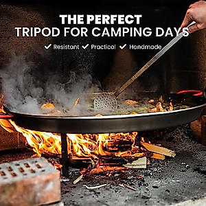 Machika Open Fire Tripod, Outdoor Fire Pit Cooking Stand, Round 50 cm Design, Portable, Cast Iron, Perfect for Camping, Backyards, Patios; Grill, Cook Over Campfire (20 Inch)