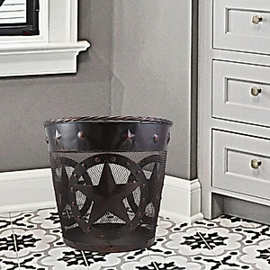 BestGiftEver Rustic Wastebasket with Star Design - Metal Mesh Copper Finish Wastebasket for Western Bathroom Decor, Lodge Cabin Style, Rustic Home Accessories, Rustic Trash Can for Country Homes