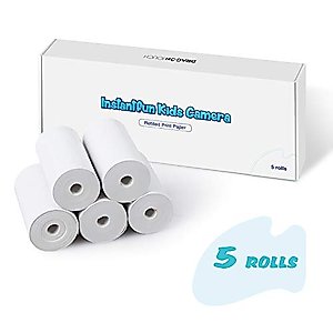 Dragon Touch InstantFun Kids Camera Refill Print Paper, Zero Ink, 5 Rolls, 2 1/4" x 50’, 58mm x 15m, Thermal Paper, Print Paper-White