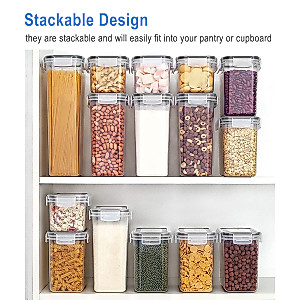 8 PCS Plastic Storage Containers for Kitchen Pantry Organization and Storage,Airtight Food Storage Containers Set with Lids, Cereal and Sugar