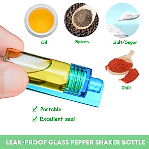 Hawflu 6Pcs Mini Glass Salt And Pepper Shakers Set With Spoon Portable Travel Spice Salt Shaker Containers Dispenser With Lid Camping Seasoning Set for Outdoor Traveling Kitchen