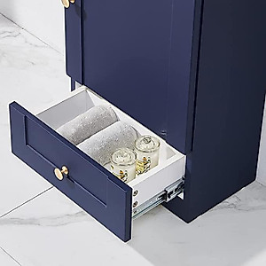 18 Inch Bathroom Vanity with Sink, Small Bathroom Sink Vanity Combo, Blue Bathroom Vanity Cabinet Set, Modern Bath Vanity for Small Space, 1 Door and 1 Drawer