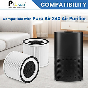 2 Pack HEPA-14 Replacement Filter Compatible with 240 Purifier, 3-in-1 Filtration System of Nylon Pre-Filter, Activated Carbon Filter and Grade True 14 HEPA Filter Replacement