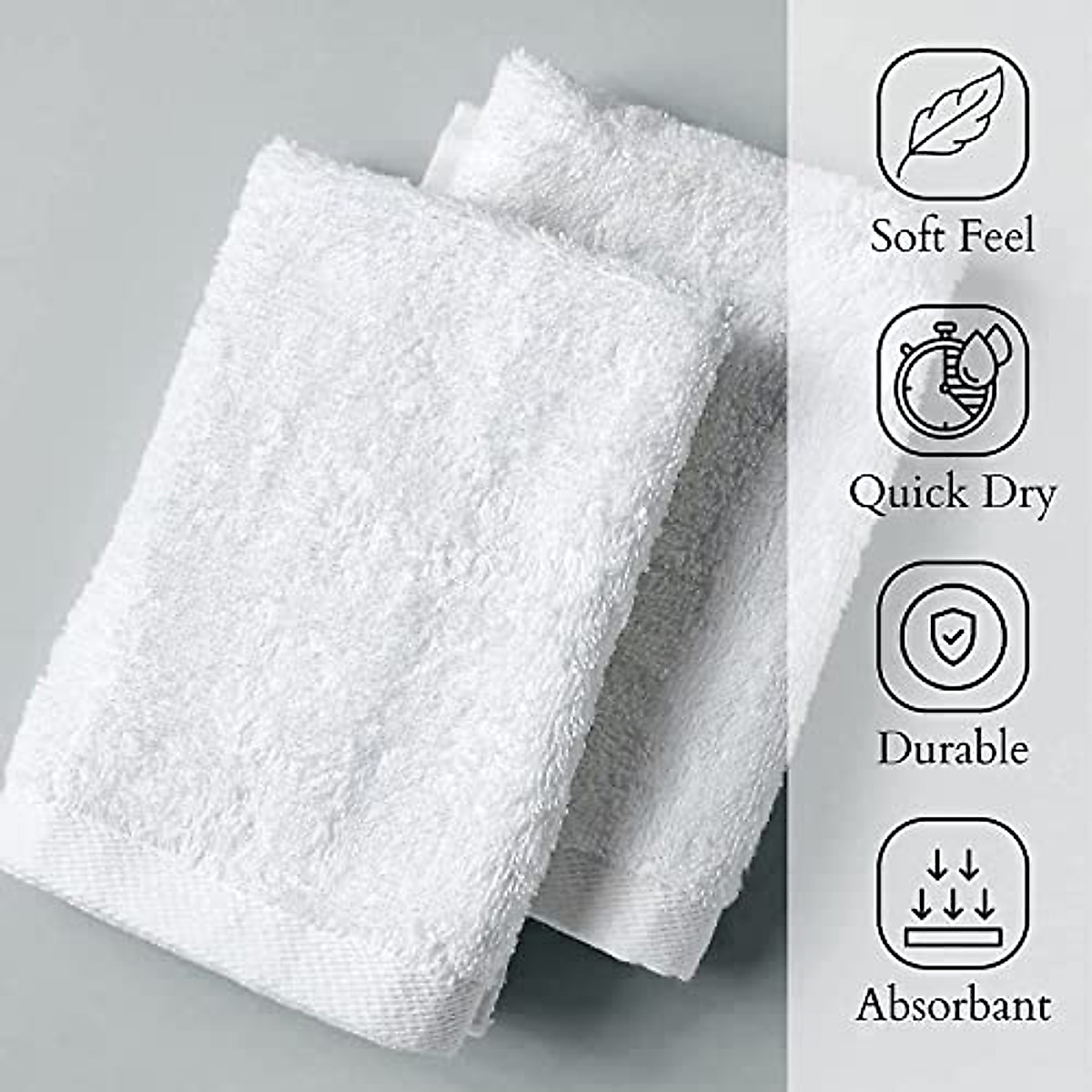 GOLD TEXTILES Premium White Washcloths Set - 12 Pack | 13x13 inches - Ultra Soft, Highly Absorbent Face Towels- Cotton Wash Cloths for Your Body