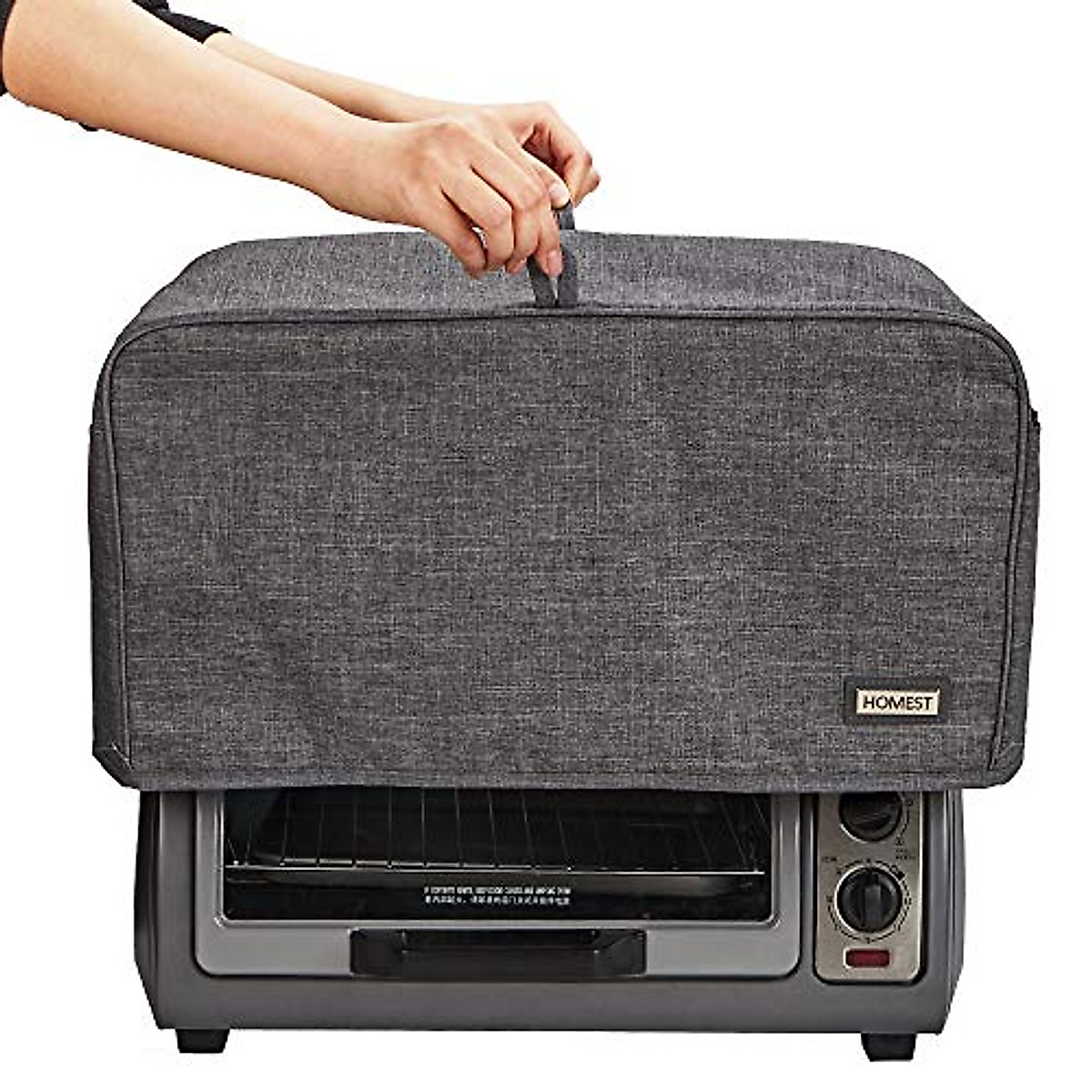 HOMEST Toaster Oven Dust Cover with Accessory Pockets Compatible with Hamilton Beach 6 Slice of Toaster Oven, Grey