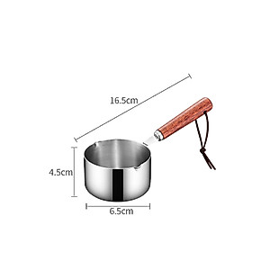 Gralara Stainless Steel Mini Soup Pot Butter Melting Pot Milk Pan with Anti Scald Wooden Handle Small Saucepan for Reheating Soup Stovetop Camping , 125ml