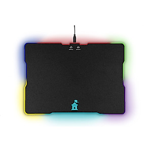 Moat Mouse Pad with LED Lighting Effects - Large Speed Surface with Backlit Perimeter and Logo for Gaming - Hard Mouse Mat Optimized for All Computer Mouse Sensitivity and Sensors