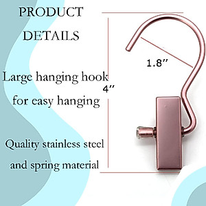 Koobay Laundry Hook Boot Clips Hanger Clothes Hanging Clips, Rose Gold Multi-Functional Socks Towel Clip Clothespins,Lightweight Home Travel Hangers for Closet Hanger Organizer Matte Process (20 Pack)