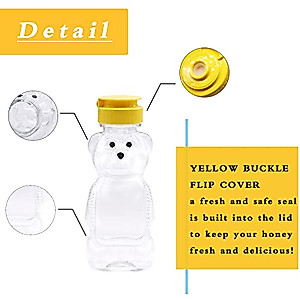 Panxxsen 10 Pack 8 Fluid Oz Plastic Honey Bear Bottle,Honey Squeeze Empty Bottle,Squeeze Honey Container with Yellow Flap Caps for Storing and Dispensing