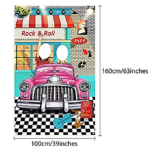 50's Decorations 50's Theme Party Rock and Roll Backdrop Banner Background Photo Booth Props for 1950's Party Decoration