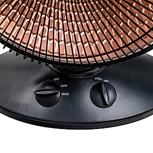 EZ-HEAT 1,000-Watt Indoor Parabolic Dish Space Heater with 70-degree Wide Oscillation and Dual Heat Settings, Adjustable Tilt, Tip Over Switch & Overheat Protection Sensor, MT-BFGD-8C