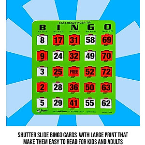 Regal Bingo Bingo Cards with Sliding Windows - Green Reusable & Large Bingo Cards - Ideal for Family Fun Bingo Game Night - No Chips & Daubers Needed - 25 Pcs