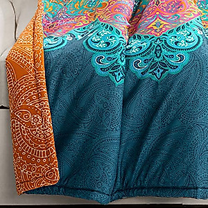 Lush Decor Boho Chic Reversible Throw Blanket, 60" x 50", Turquoise &Navy