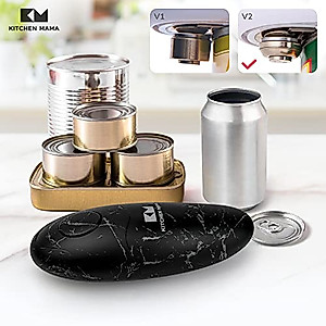 Kitchen Mama Auto 2.0 Electric Can Opener: Upgraded Blade Opens Any Sized Can - Automatic, Hands Free, Smooth Edge, Food-Safe, Handy with Lid Lift, Battery Operated, YES YOU CAN (Marble Black)