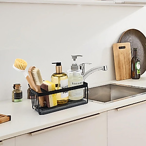 ZRWLHJ Sponge Holder for Kitchen Sink, Instant Dry Sink Caddy Kitchen Sink Organizer, Sink Sponge Holder Kitchen Sink Caddy with Diatomaceous Earth Water Absorbing Sink Caddy Tray