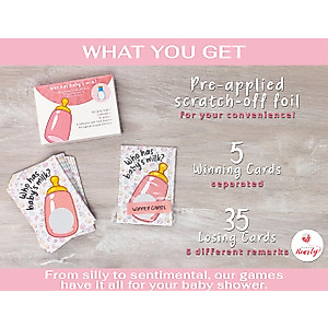 Party Hearty Baby Shower Games for Girl, 40 Emoji Scratch Off Lottery Tickets, Baby Games Ideas, Scratch Off Game, Pink