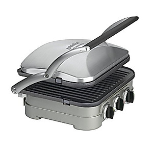 Cuisinart GR-4N 5-in-1 Griddler, Silver, Black Dials (Renewed)