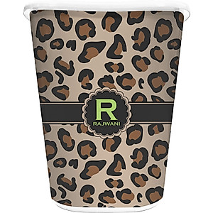 RNK Shops Personalized Granite Leopard Waste Basket - Single Sided (Black)