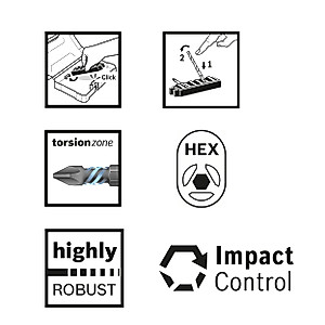 Bosch Professional 8pcs. Screwdriver Bit Set (Impact Control, T/PZ/PH Bits, Length 25 mm, Pick and Click, Accessory Impact Drill)