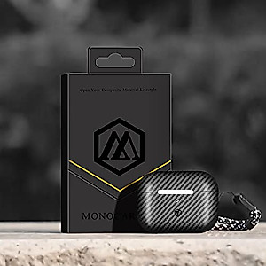 MONOCARBON Real Carbon Fiber Case for AirPods Pro 2nd Generation 2022 with Stripes Lanyard | Slim & Durable Cover for AirPods Pro 2 Accessories | Support Wireless Charging | Shock-Absorbing Protective