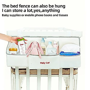 Holy Cat Hanging Baby Diaper Caddy Organizer with Paper Pocket for Changing Table Crib Playard Organization Nursery Organization Hanging Nursery-white