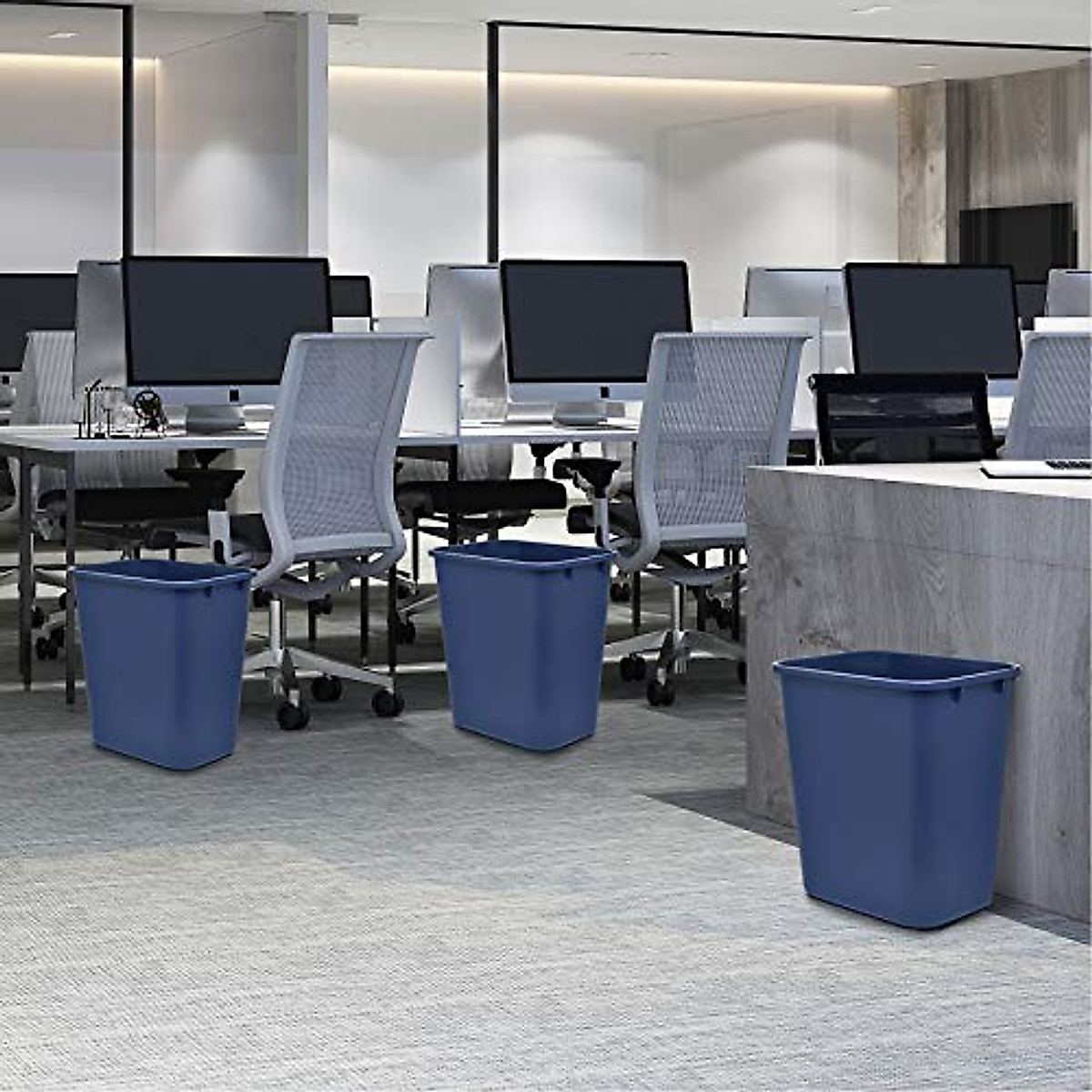 Acrimet Wastebasket Bin 27QT (Plastic) (Blue Color) (Set of 4)