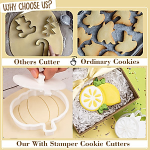 Flycalf Strawberry Cookie Cutters Fruit with Plunger Stamps Holiday PLA Baking Accessories Cutter Molds Gifts Decorative Party 3.5" Kitchen Cake Supplies