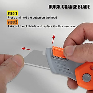 KATA 6-Pack Utility Knife, Folding Box Cutter for Cartons, Cardboard and Boxes, Quick Change Blade, 10pcs Extra SK5 Blades Included, Lock Back Mechanism