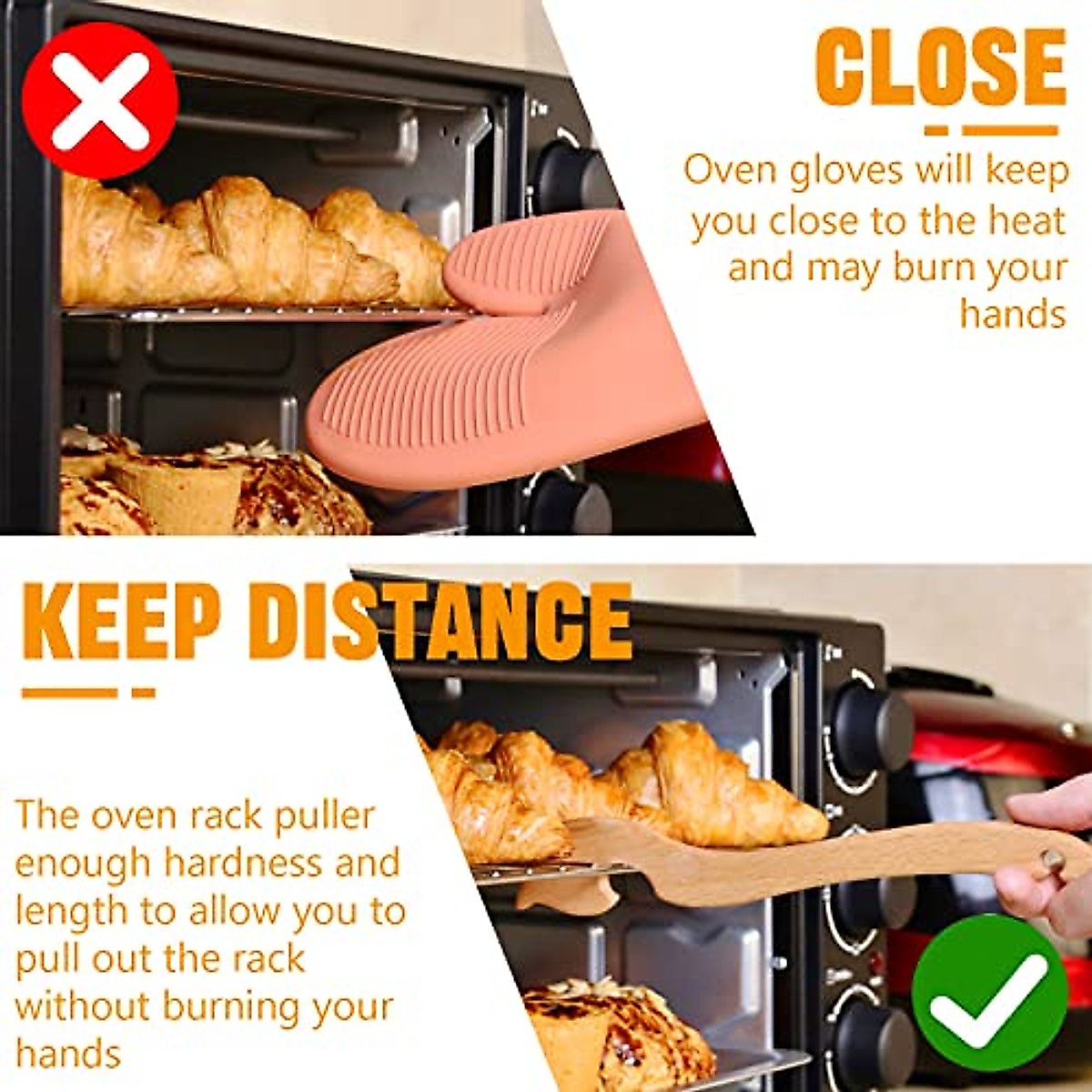 Shinelingee Oven Rack Puller, Wood Oven Rack Push Pull Tool, Prevent Scalding, Pull out Hot Racks Safely, Long Handle Toaster Oven Accessories,Suitable For Kitchen Oven, Toaster oven, Air fryer,etc (2)